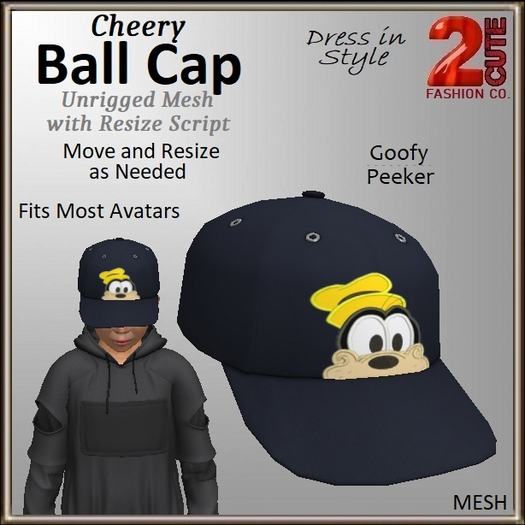 Second Life Marketplace - Cheery Ball Cap [2cute] Eclipse - Goofy Peeker